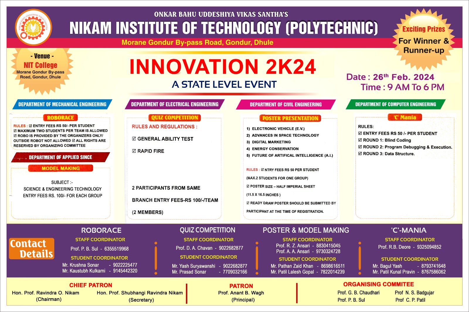 Nikam Institute of Technology – (Polytechnic) Engineering (B.Tech)